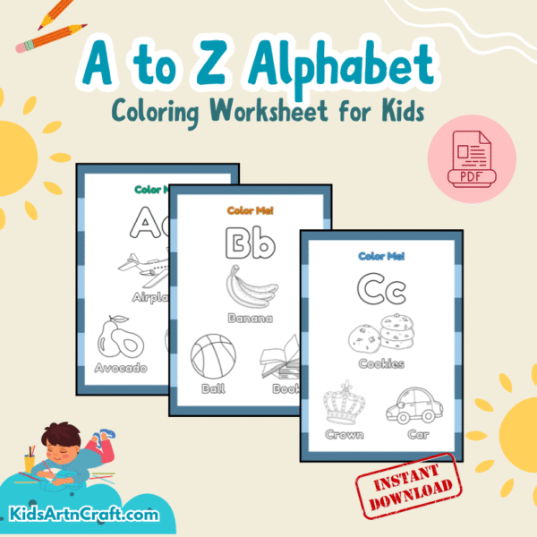 A to Z Alphabet Coloring Worksheet for Kids – SHOP