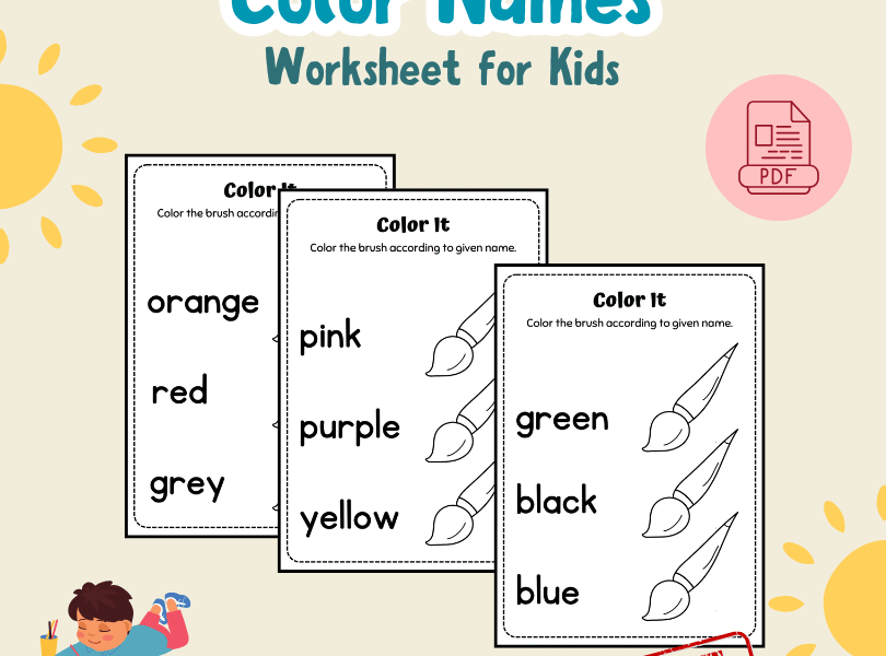 Color Names Worksheet for Kids – SHOP