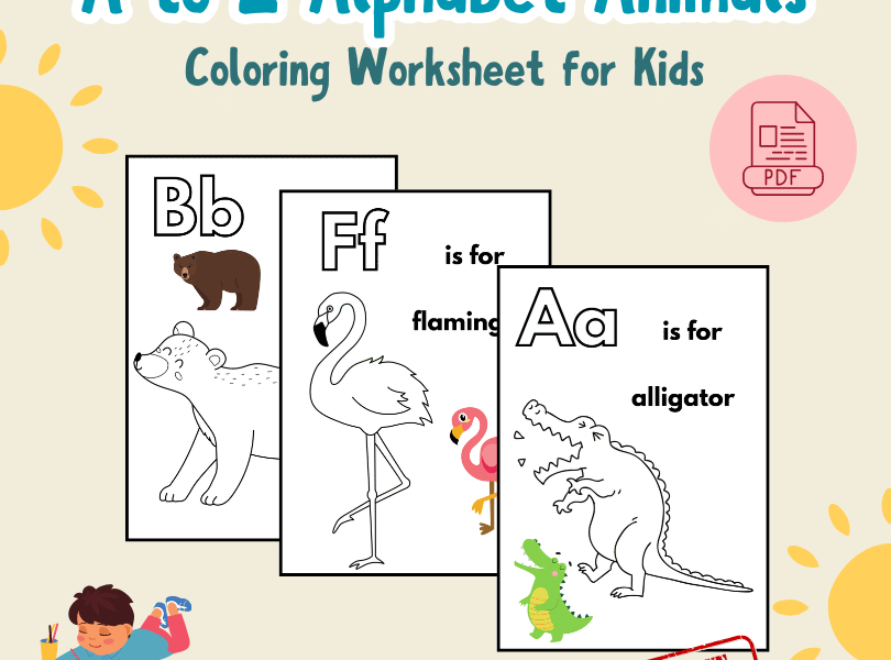 A to Z Alphabet Animals Coloring Worksheet for Kids – SHOP