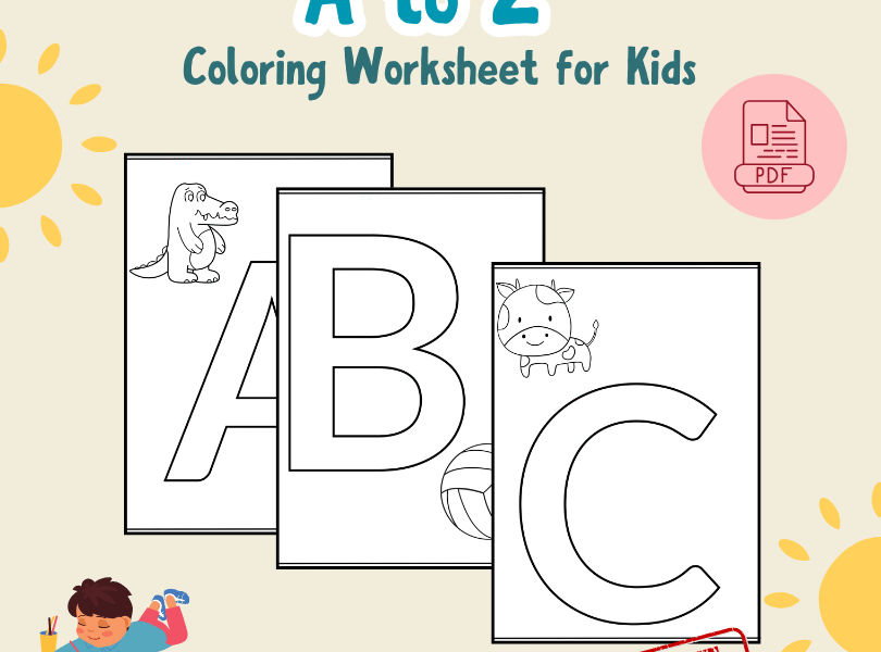 A to Z Coloring Worksheet for Kids – SHOP