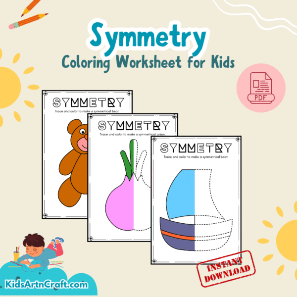 Symmetry Coloring Worksheet for Kids – SHOP