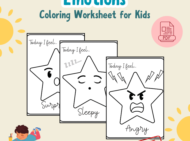 Emotions Coloring Worksheet for Kids – SHOP