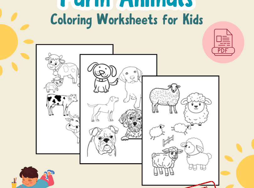 Farm Animals Coloring Worksheets for Kids – SHOP