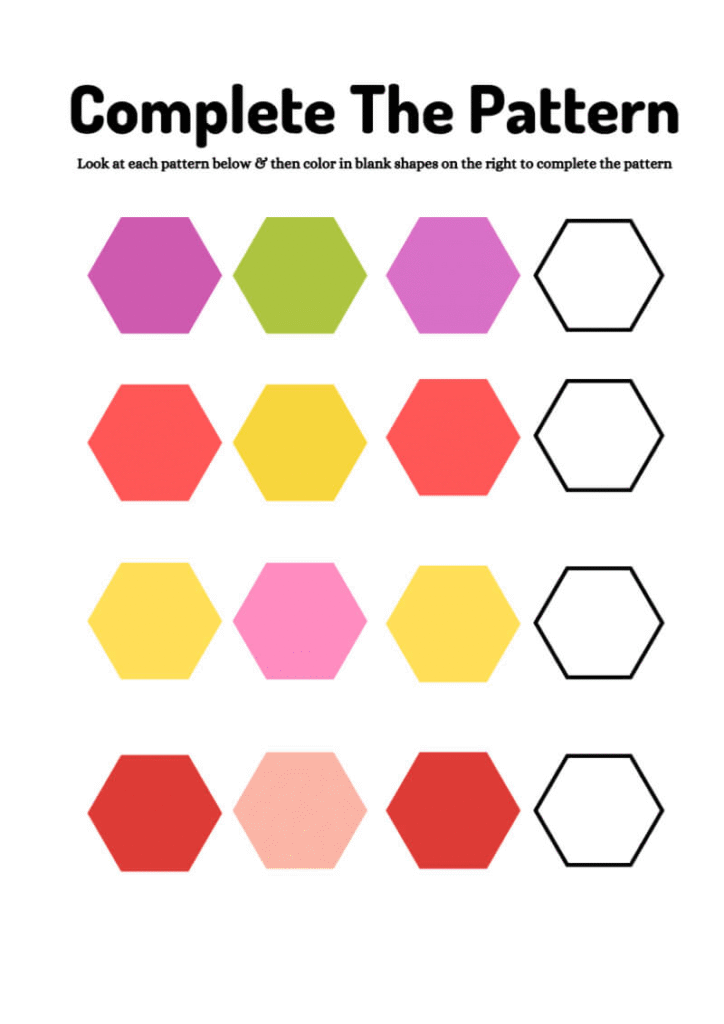 Complete the Pattern of Shapes Worksheet – SHOP