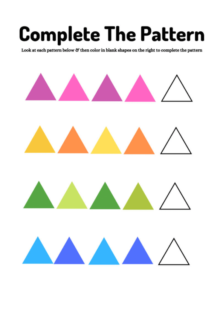Complete the Pattern of Shapes Worksheet – SHOP
