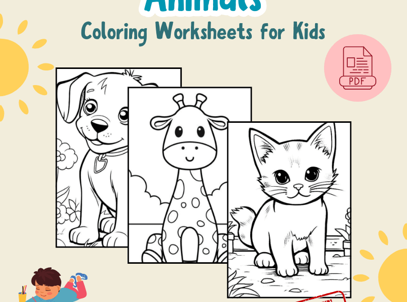Animals Coloring Worksheets for Kids – SHOP