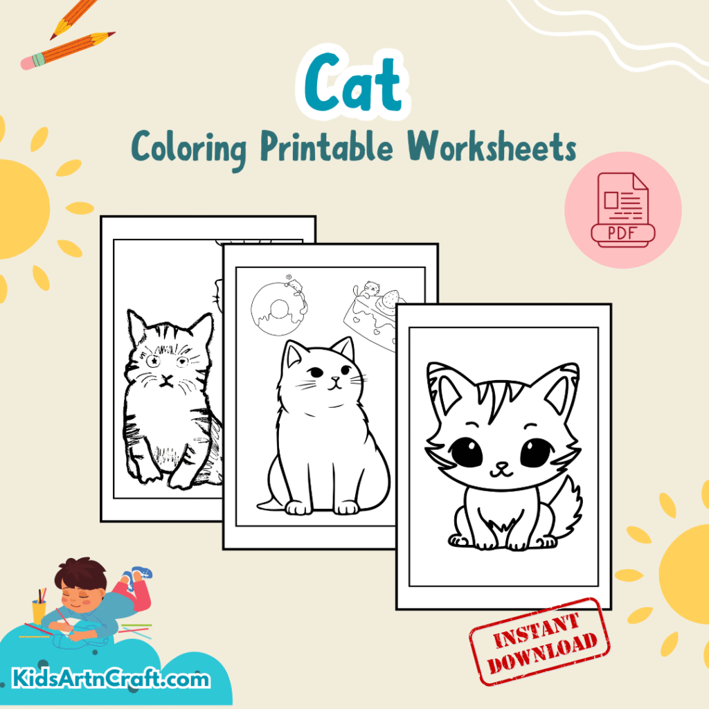Cat Coloring Printable Worksheets – SHOP