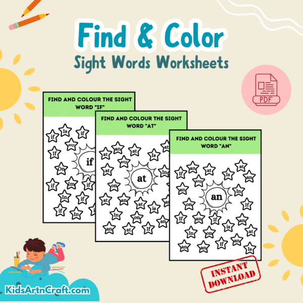 Find and Color Sight Words Worksheet – SHOP