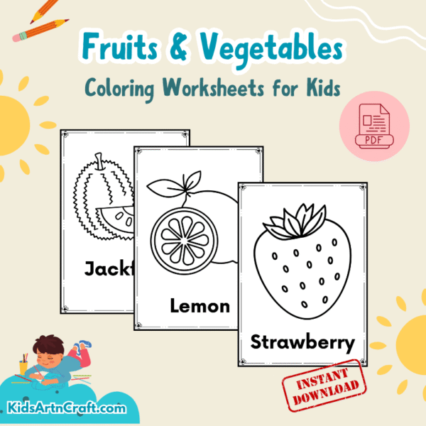 Fruits and Vegetables Coloring Worksheets for Kids – SHOP
