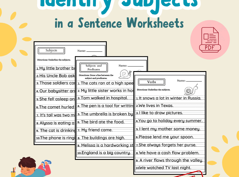 Identify Subjects in Sentence Worksheet – SHOP