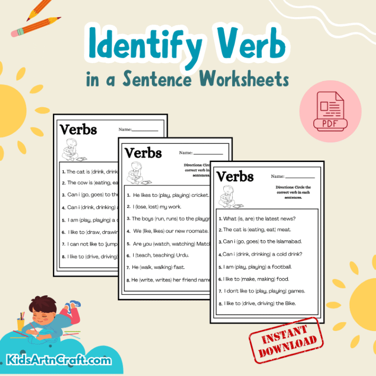 Identify Verb in Sentence Worksheet – SHOP