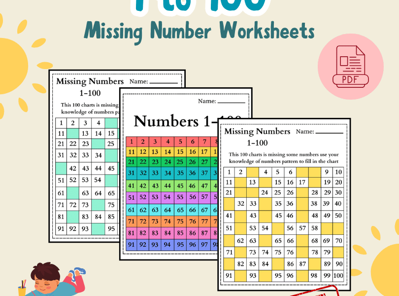Missing Number 1 to 100 Worksheet – SHOP