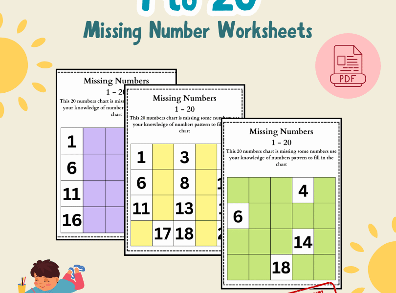 Missing Number 1 to 20 Worksheet – SHOP