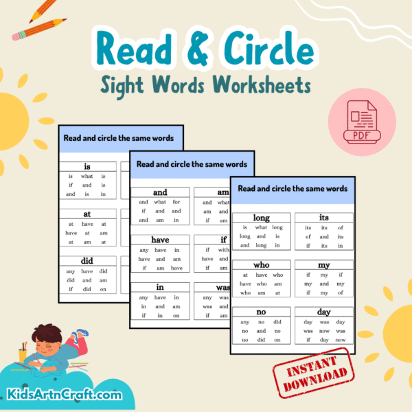 Read and Circle Sight Words Worksheet – SHOP