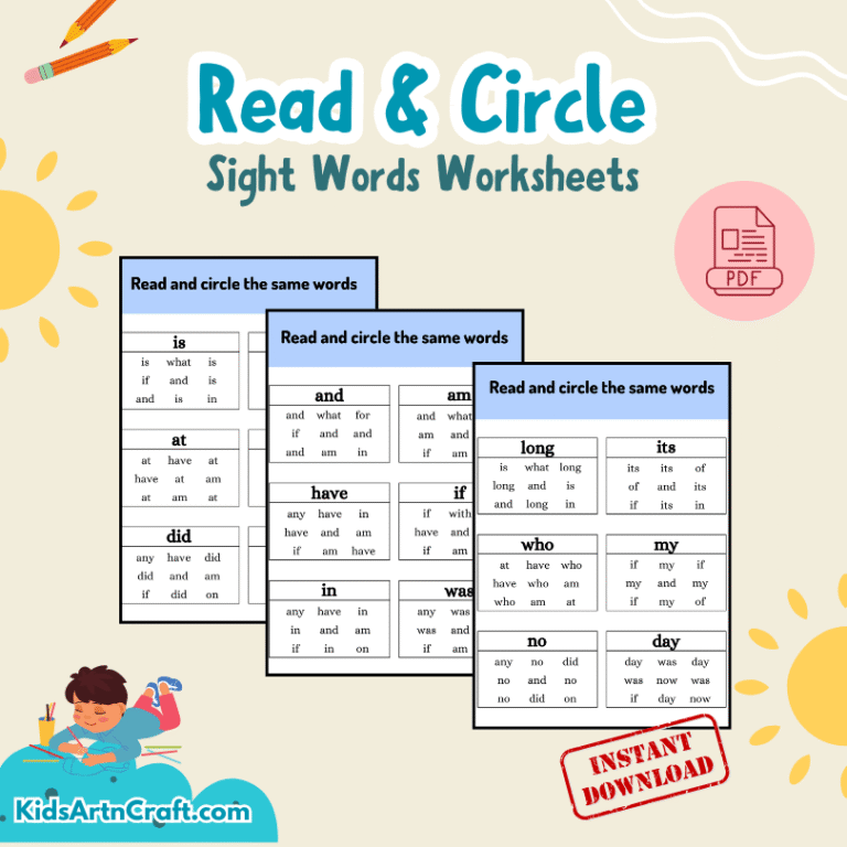 Read and Circle Sight Words Worksheet – SHOP