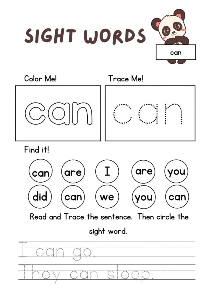 Read, Trace & Color Sight Words Worksheet – SHOP
