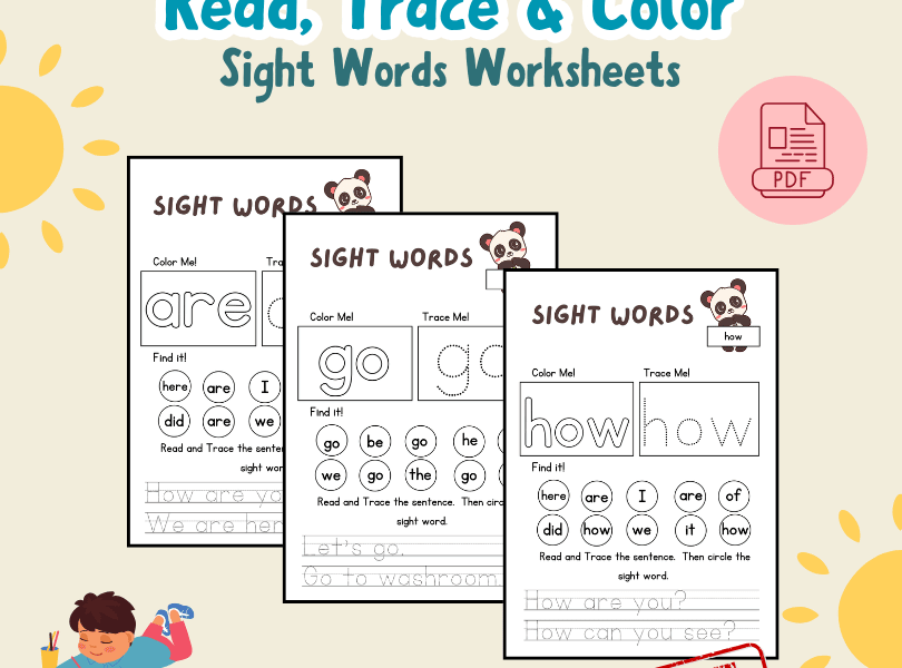 Read, Trace & Color Sight Words Worksheet – SHOP