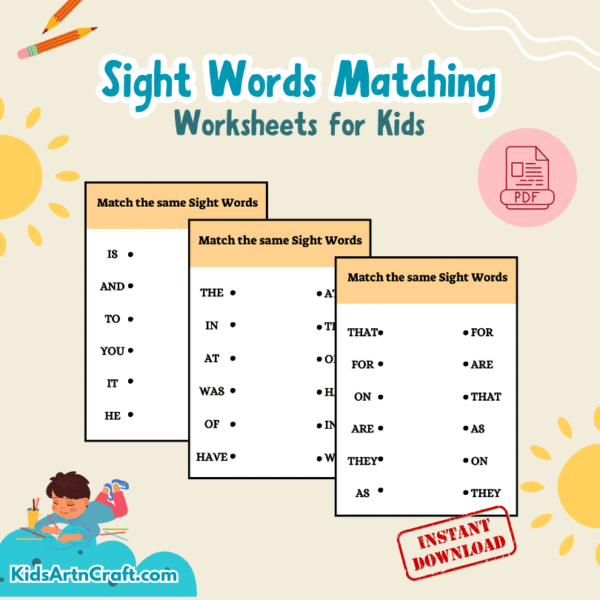Sight Words Matching Worksheet – SHOP