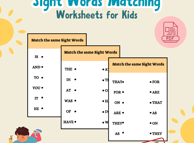 Sight Words Matching Worksheet – SHOP