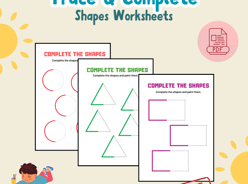 Trace and Complete the Shapes Worksheet – SHOP