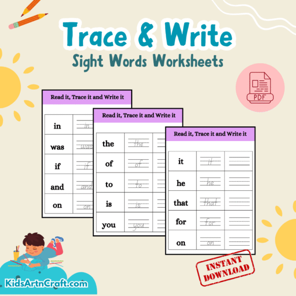 Trace and Write Sight Words Worksheet – SHOP
