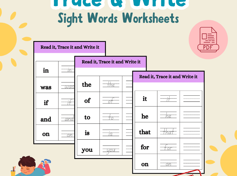 Trace and Write Sight Words Worksheet – SHOP